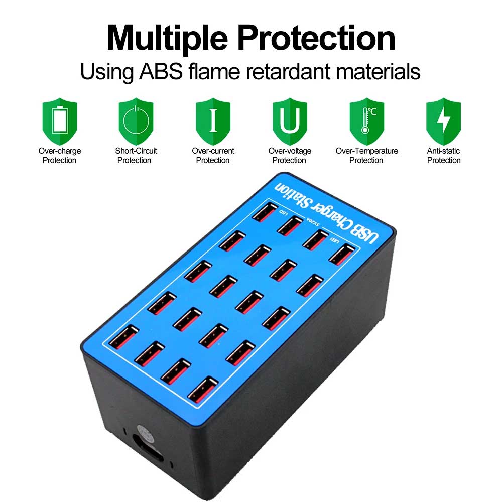 20-Port 100W USB Charging Station | Multi-Device Fast Charger – MUSTAFA ...