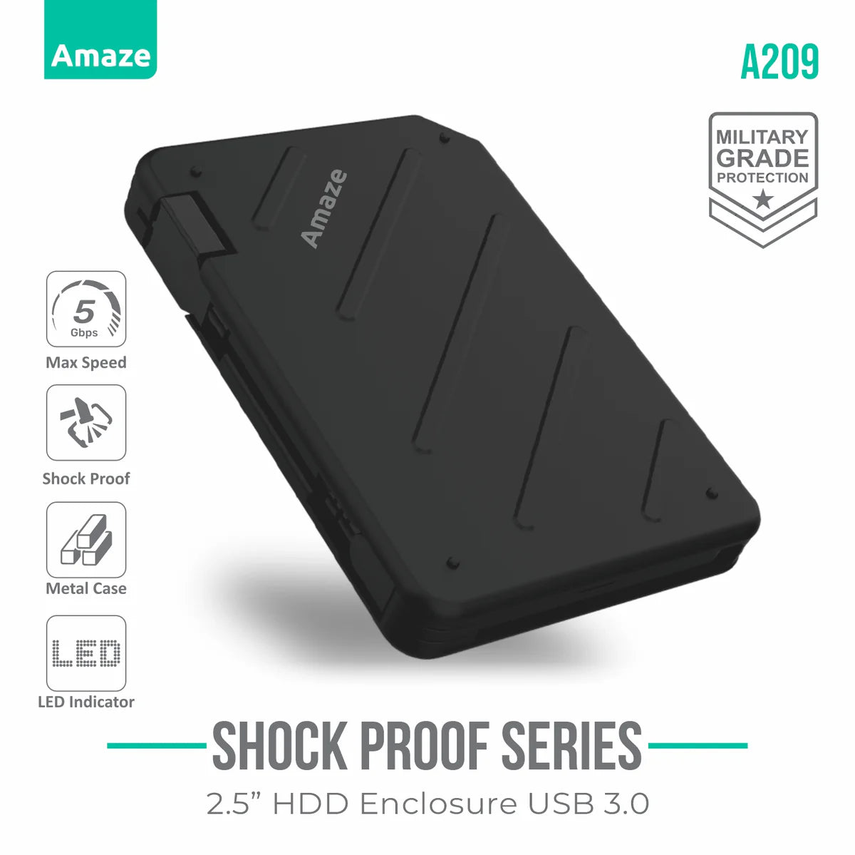 Amaze A209 | Shock Proof 2.5" HDD Case USB 3.0 | Military-Grade Protec ...