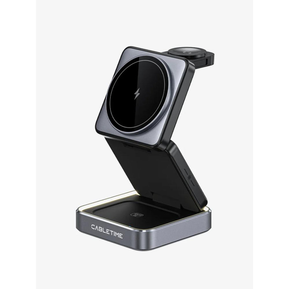 CABLETIME CE12B | 3-in-1 Foldable Magnetic Wireless Charger Stand for ...