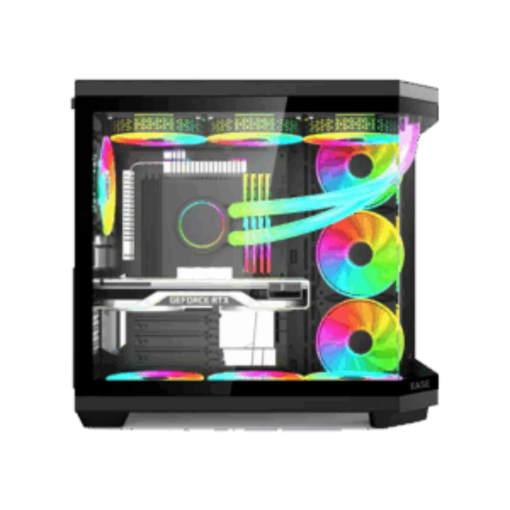 EASE EC124B Pro Tempered Glass Gaming Case | Panoramic Full-View with ...