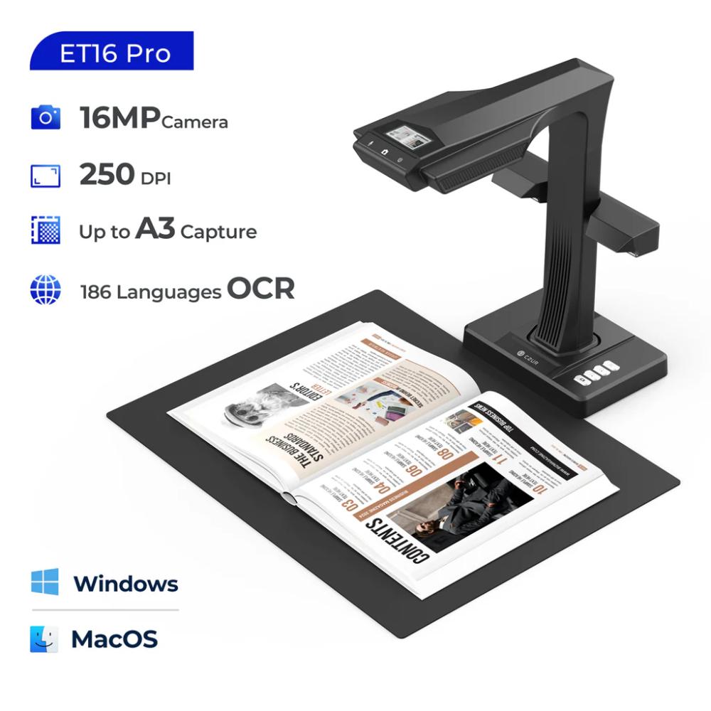 CZUR ET16 Plus | 16MP Professional Book & Document Scanner | A3 Scanni ...