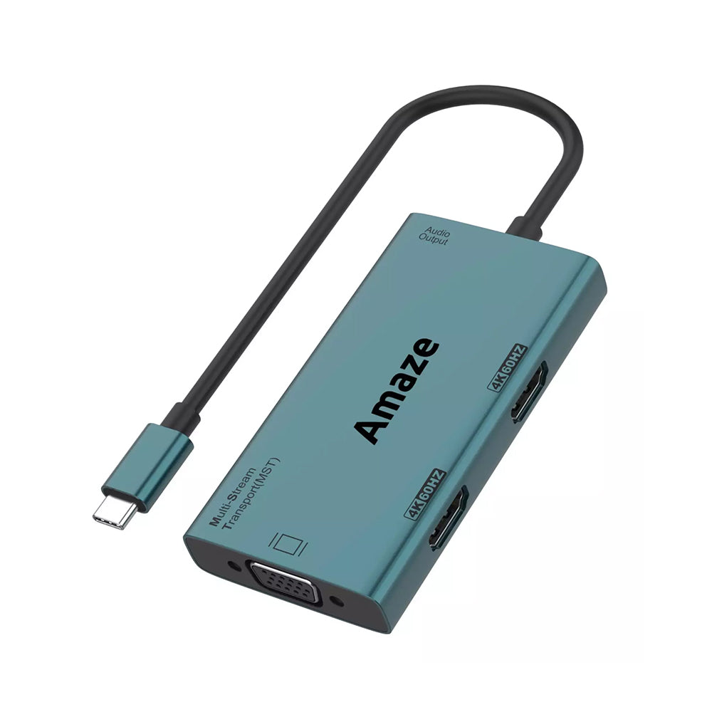 Amaze A324 | Type-C to Dual HDMI + VGA + Audio Hub | 4K@60Hz MST & SST ...