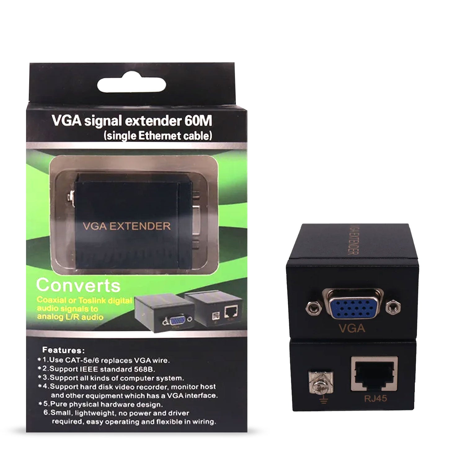 VGA Range Extender Over Single LAN | 60M VGA Signal Transmission ...